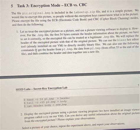 solved 5 task 3 encryption mode ecb vs cbc the file