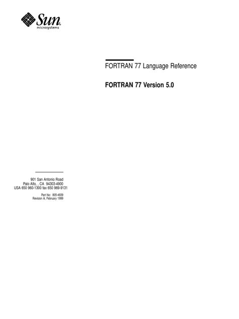 fortran 77 version 5 0 subroutine data type