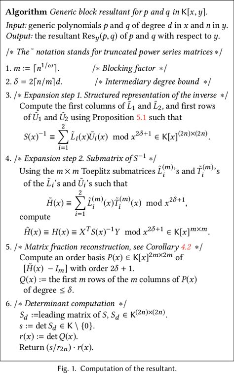 figure 1 from on computing the resultant of generic bivariate polynomials semantic scholar