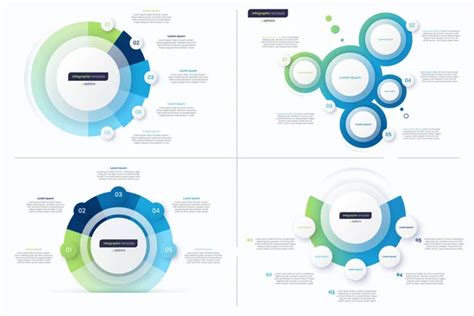 Set Five Option Circle Infographic Design Templates Vector Illustration