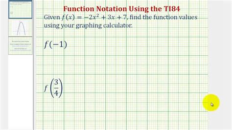 determine function values using function notation on the ti84 youtube