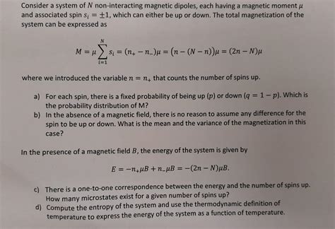 solved consider a system of n non interacting magnetic