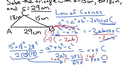 solve triangle using law of cosines three sides youtube