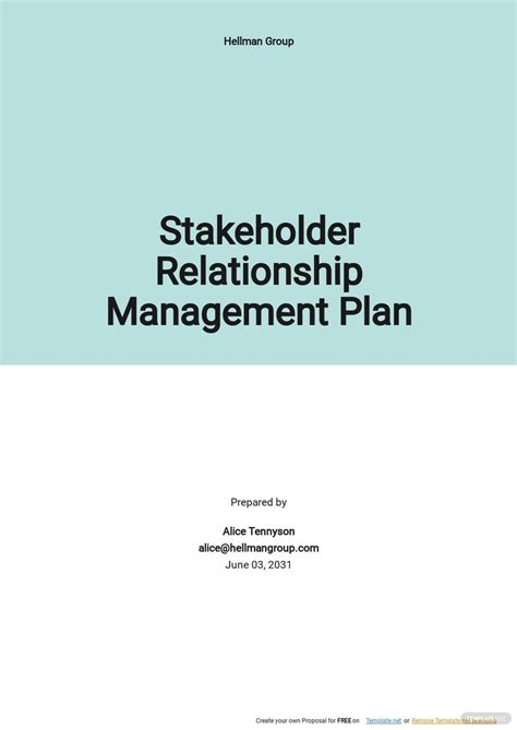 Stakeholder Relationship Management Plan Template Google Docs Word