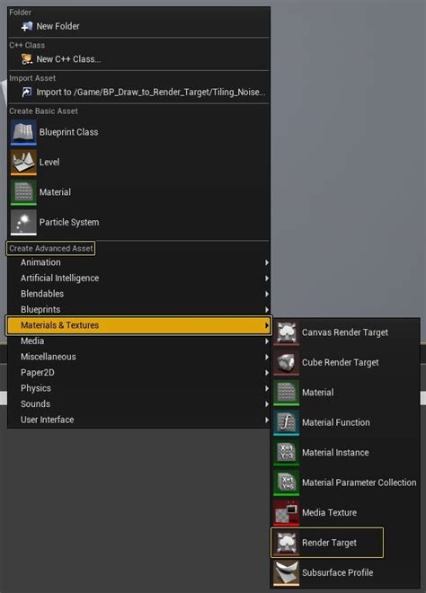 creating textures using blueprints and render targets unreal engine documentation