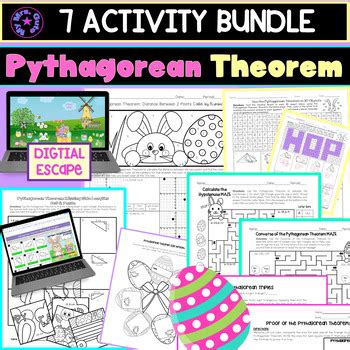 Easter Pythagorean Theorem Activity Worksheet Bundle By My Mrs Gute