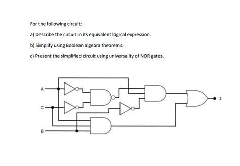 solved for the following circuit a describe the circuit in its equivalent logical expression