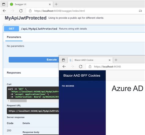implement a secure api and a blazor app in the same asp core project with azure ad