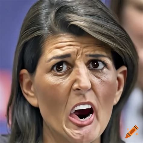 Nikki Haley In An Intense Expression On Craiyon