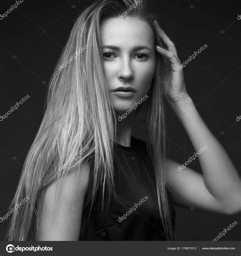 Sexy Fashion Model With Long Hair Young European Attractive Beautiful Eyes Perfect Skin Is
