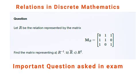 let r be the relation represented by the matrix relations example explained in tamil mca