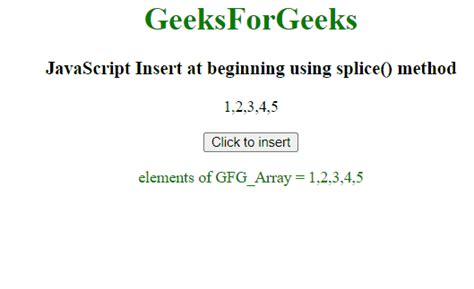 add new elements at the beginning of an array using javascript geeksforgeeks