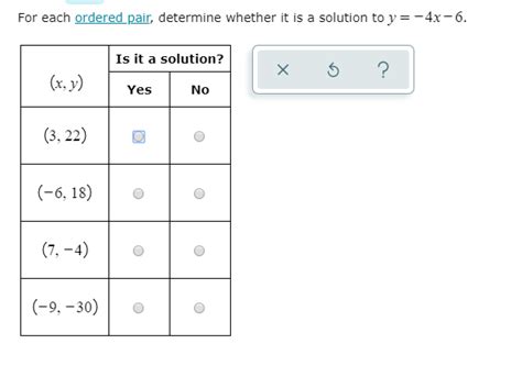 solved for each ordered pair determine whether it is a