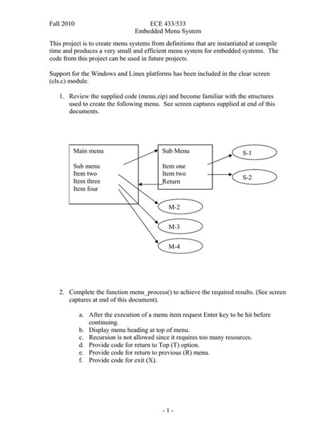 Fall 2010 ECE 433 533 Embedded Menu System