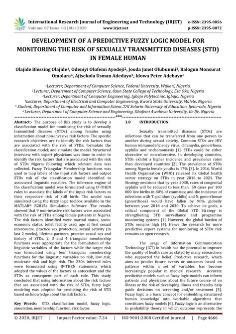pdf development of a predictive fuzzy logic model for monitoring the risk of sexually