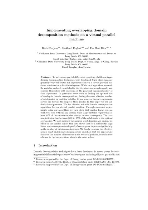 pdf implementing overlapping domain decomposition methods on a virtual parallel machine