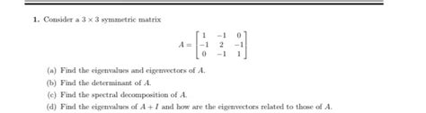 solved 1 consider a 3 x 3 symmetric matrix a ſi 1 lo 1 2
