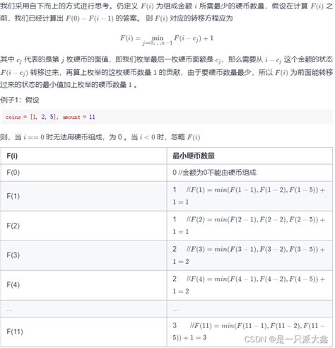 动态规划——零钱兑换 leetcode 322 找零钱动态规划算法伪码 csdn博客