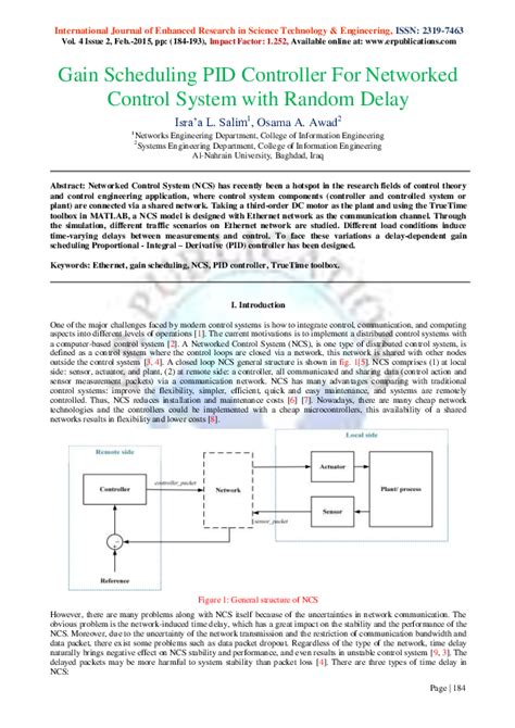 pdf gain scheduling pid controller for networked control system with random delay osama awad