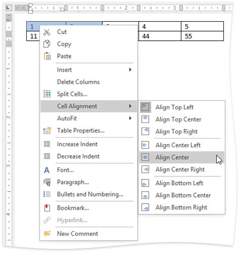 Align Text In Table Cells DevExpress End User Documentation