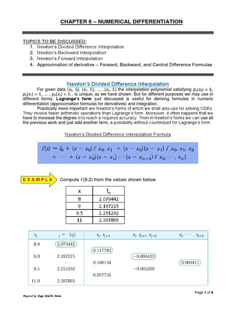 chapter 6 numerical differentiation pdf finite difference interpolation