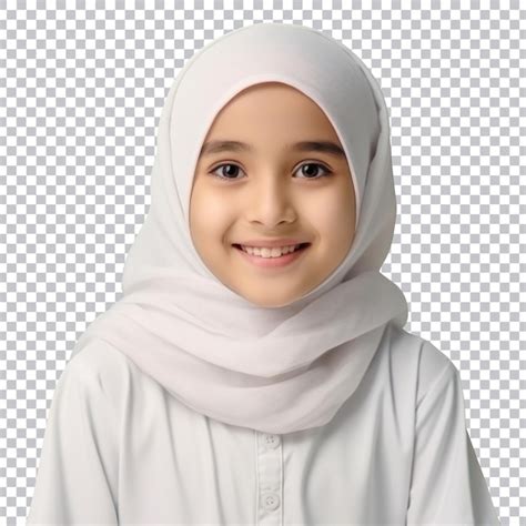 Premium Psd Portrait Of A Muslim Girl Wearing A Hijab And White Dress