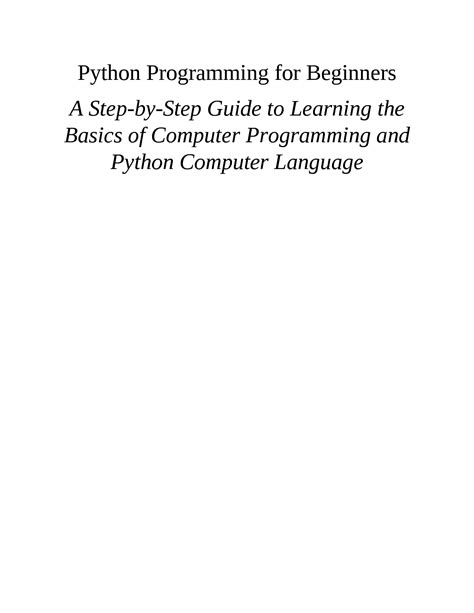 solution python programming for beginners a step by step guide to learning the basics of