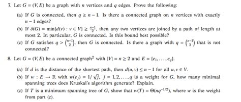 solved 7 let g v e be a graph with n vertices and q