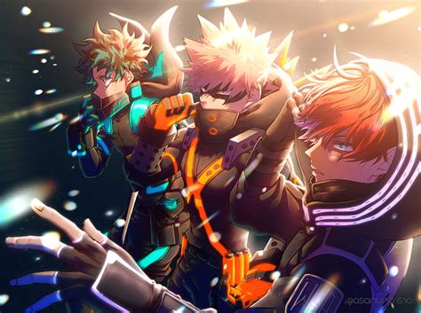 My Hero Academia Izuku Midoriya Katsuki Bakugou Shoto Todoroki Hd Wallpaper Peakpx