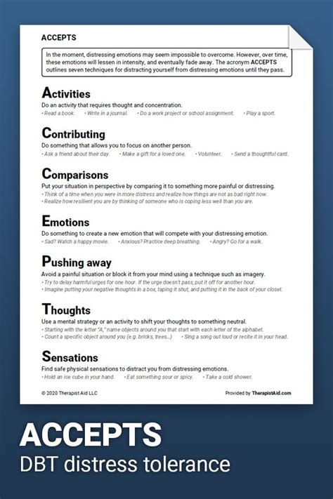 DBT Skill ACCEPTS Worksheet Therapist Aid Dbt Dbt Skills