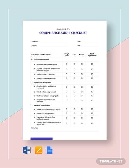 FREE 18 Audit Checklist Templates In PDF MS Word Excel Apple Pages