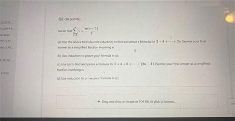 solved q2 10 points recall that ∑i 1ni 2n n 1 a use