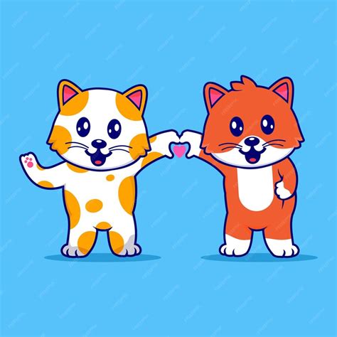 Premium Vector Cat Cartoon Vector Icon Cats Forming A Love Symbol With Hands Vector Illustration