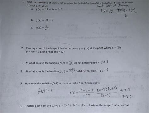 solved find the derivative of each function using the limit