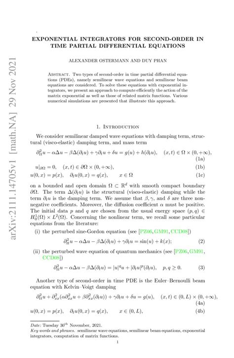 exponential integrators for second order in time partial differential equations deepai