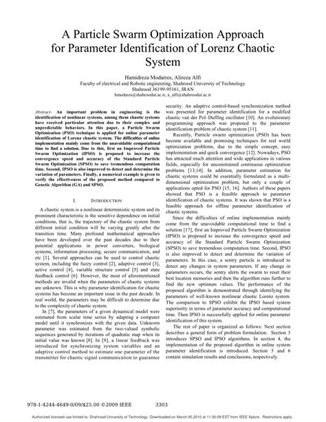 pdf a particle swarm optimization approach for parameter identification of lorenz chaotic system
