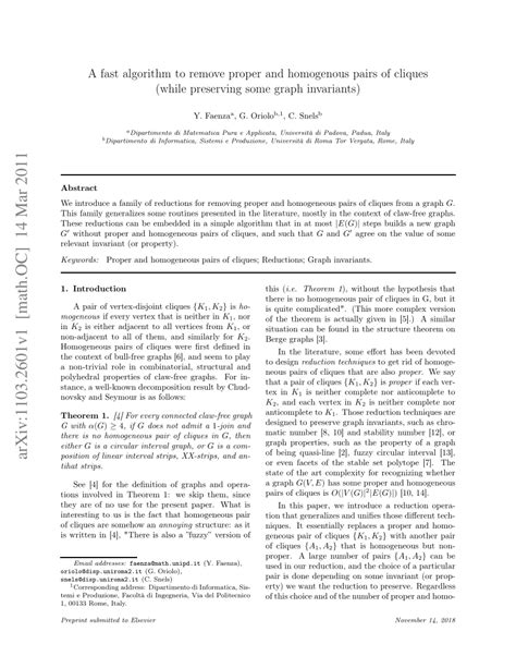 pdf a fast algorithm to remove proper and homogeneous pairs of cliques while preserving some