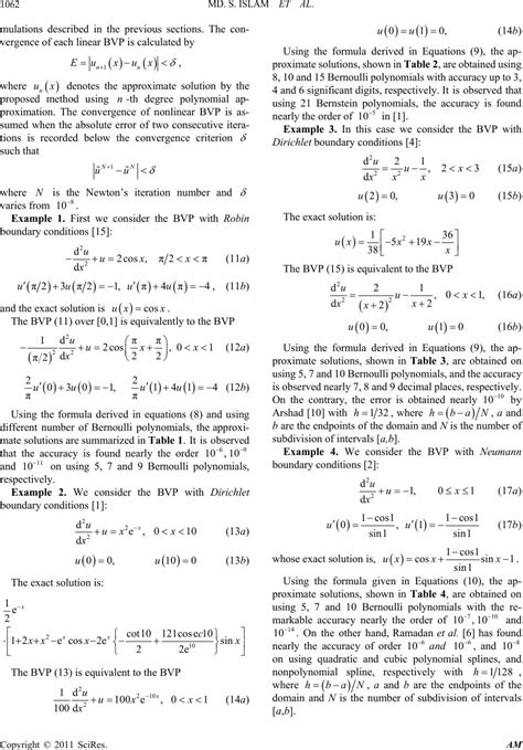 numerical solutions of a class of second order boundary value problems on using bernoulli