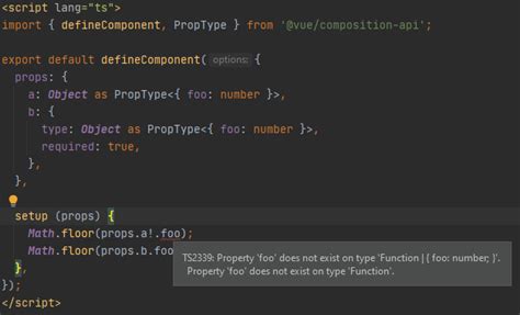 Invalid Typing For Optional Props Issue 373 Vuejs Composition Api
