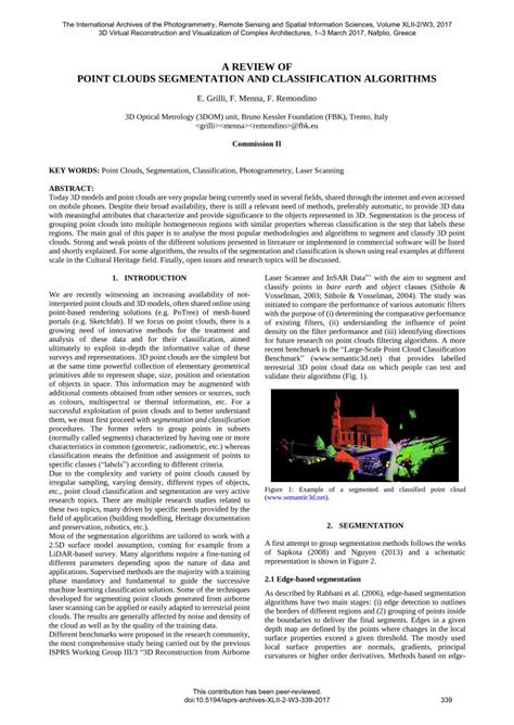 Pdf A Review Of Point Clouds Segmentation And Classification