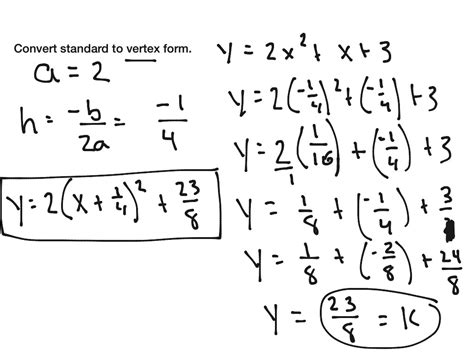 convert standard to vertex form math algebra 2 showme