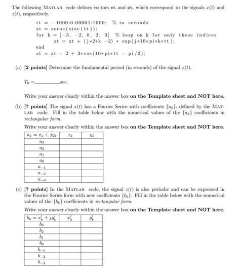 Solved The Following MATLAB Code Defines Vectors Xt And Zt Chegg