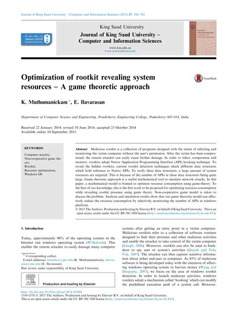 pdf optimization of rootkit revealing system resources a game theoretic approach