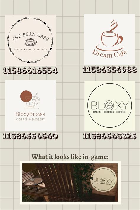 Roblox Bloxburg Cafe Coffee Shop Logo Sign Decals Cafe Decal Codes Bloxburg Cafe Sign