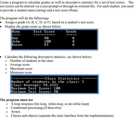 solved create a program to calculate grades as well as