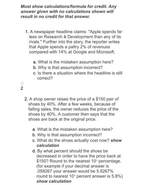 [solved] must show calculations formula for credit any an