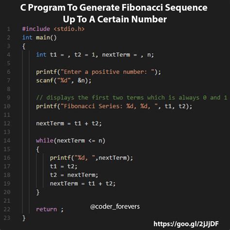 c program for fibonacci series coderforevers learn c programming c programming tutorials