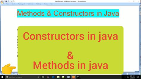 Constructors In Java Methods In Java Revision Youtube