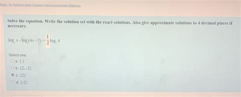[solved] topic 14 solving linear systems using augmented matrices solve the course hero