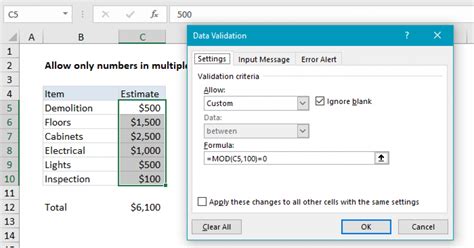 Data Validation Number Multiple 100 Excel Formula Exceljet
